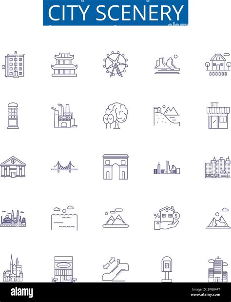 City Scenery Line Icons Signs Set Design Collection Of Urban