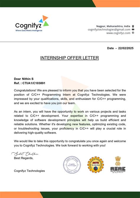 internship c softwaredevelopment cognifyztechnologies… nithin s