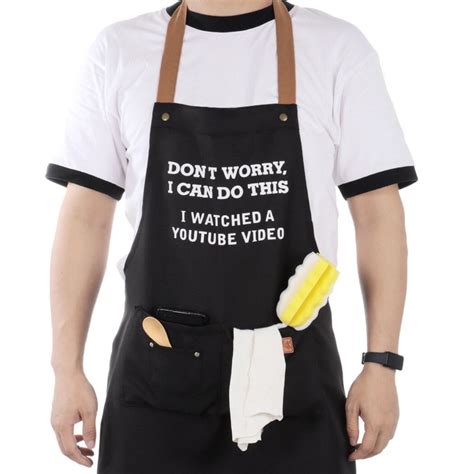 Funny Saying Apron For Men Black Bbq Cooking Apron With 3 Pockets