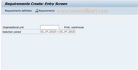 PP SAP Tcode Create Requirements