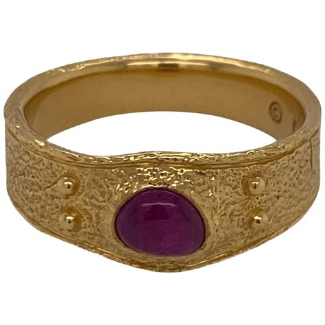 David Yurman Shipwreck 22 Karat Yellow Gold Ruby Band Mens Ring At