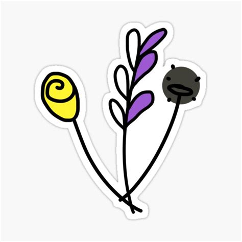 Subtle Non Binary Pride Flag Flowers Sticker For Sale By Valentine Redbubble