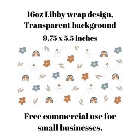 Boho Cute Ghost Libby Cup Wrap 16oz Glass Can Png Libby Glass Wrap Halloween Png Instant