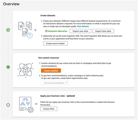 Getting Started Console Amazon Personalize