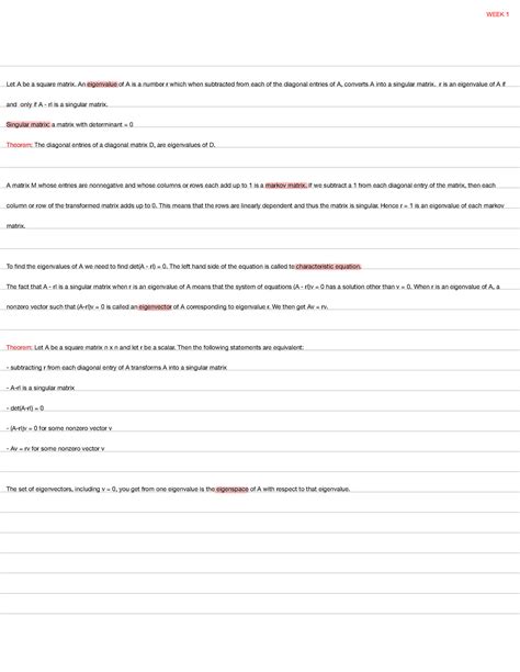 Linear Algebra For Eor Lecture Notes Week 1 Let A Be A Square Matrix