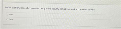 Solved Buffer Overflow Issues Have Created Many Of The