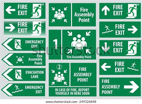 Комплект знака аварийного выхода пожарный выход стоковая векторная графика без лицензионных