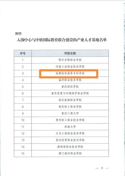 喜报我校入选工业和信息化部人才交流中心重点领域产业人才基地名单 成都纺织高等专科学校 Chengdu Textile College