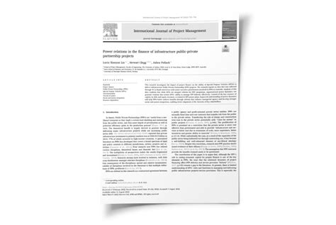 Power Relations In The Finance Of Infrastructure Public Private Partnership Projects John