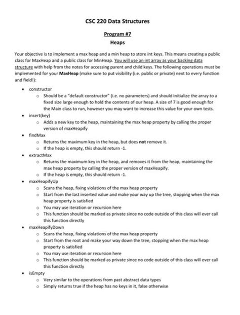 Solved Csc 220 Data Structures Program 7 Heaps Your