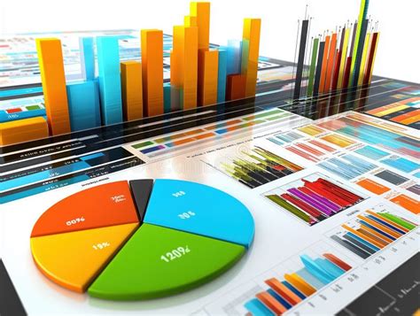 Vibrant 3d Bar Graph And Line Charts Representing Data Analysis And