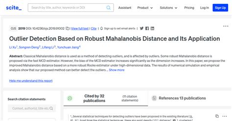 Outlier Detection Based On Robust Mahalanobis Distance And Its