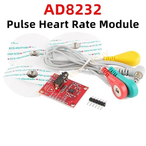 Ad8232 Ecg Measurement Pulse Heart Rate Monitor Sensor Module Kit With 3 Electrodes Wires For