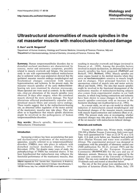 Ultrastructural Abnormalities Of Muscle Spindles In The Rat Masseter Muscle With Malocclusion