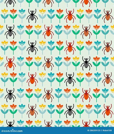 Seamless Insects Pattern Decorative Bugs Background Vector Illustration Seamless Insects Pattern Decorative Bugs Background Vector Illustration