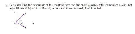 4 5 Points Find The Magnitude Of The Resultant Force And The Angle It Makes With The Positive
