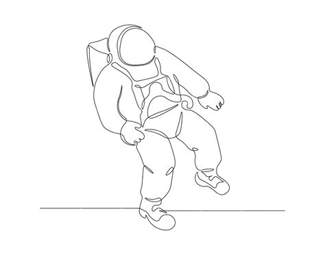 Premium Vector Continuous One Line Drawing Of Astronaut One Line Of