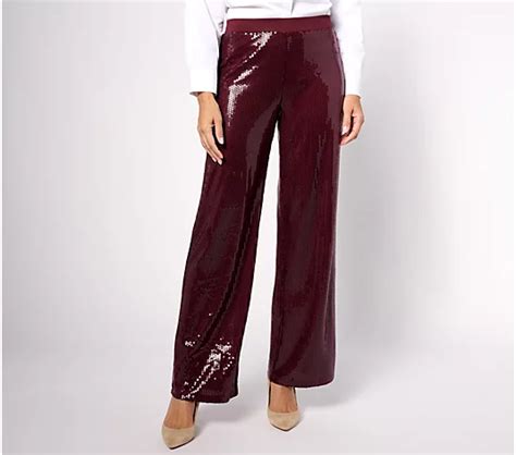 Dennis Basso Sequin Knit Wide Leg Pull On Pants