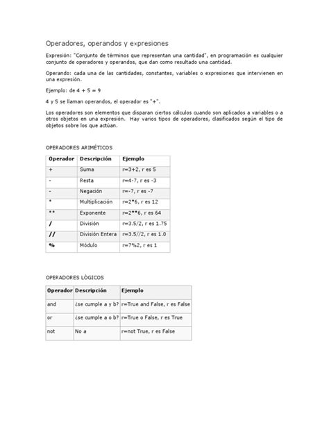 Operadores Python Pdf