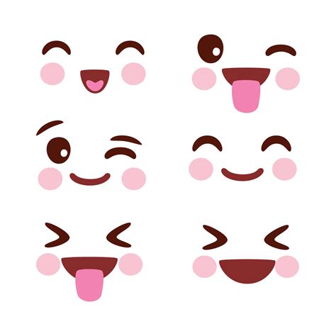 Hand Drawn Kawaii Face Illustration Collection 49068889 Vector Art At