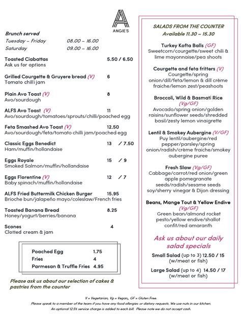 Angies Chiswick Menu Summer 2022 Pdf Coleslaw Foods