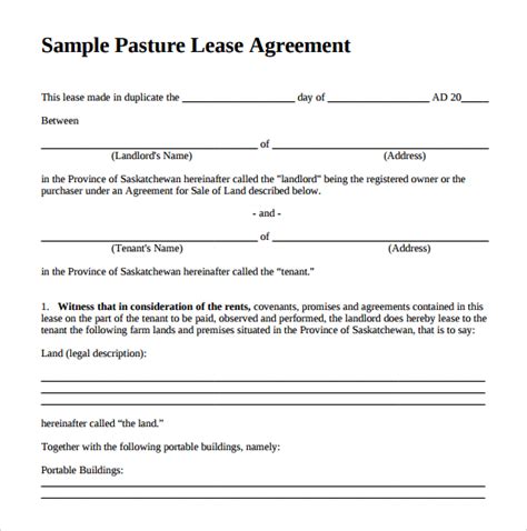 Free Printable Pasture Lease Agreement Printable Word Searches