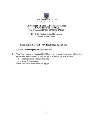 FINC Tutorial Set Session Overview Of The Financial Management Environment Explain