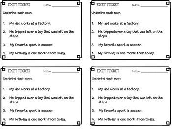 Parts Of Speech Exit Ticket Set FREEBIE By Deb Hanson TpT