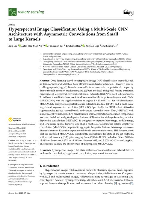 Pdf Hyperspectral Image Classification Using A Multi Scale Cnn Architecture With Asymmetric