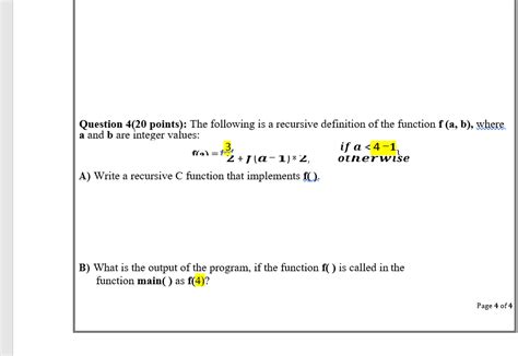 solved question 4 20 points the following is a recursive