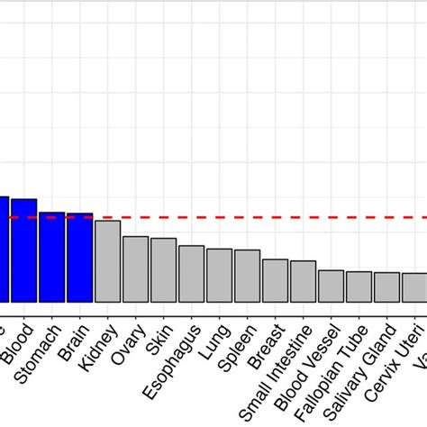 Tissue Specific Differential Expression Of The Set Of Significant Genes