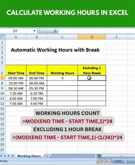 Learn How To Calculate Working Hours In Ms Excel Tricks Exceltips Excelworkinghours Youtube