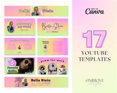 Youtube Brand Kit • Youtube Banners Intros Thumbnails Outros • 17 Editable Canva Templates