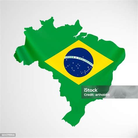 지도의 형태로 브라질 국기를 걸고 브라질의 연방 공화국입니다 브라질 국기 개념입니다 개념 기호에 대한 스톡 벡터 아트 및 기타