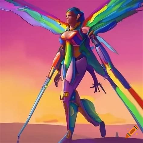 Pixar Inspired Mecha Rainbow Valkyrie By Moebius On Craiyon