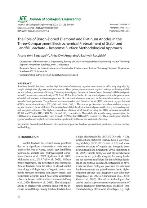 Pdf The Role Of Boron Doped Diamond And Platinum Anodes In The Three Compartment