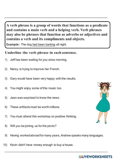 Free Verb Phrases Worksheet Download Free Verb Phrases Worksheet Png