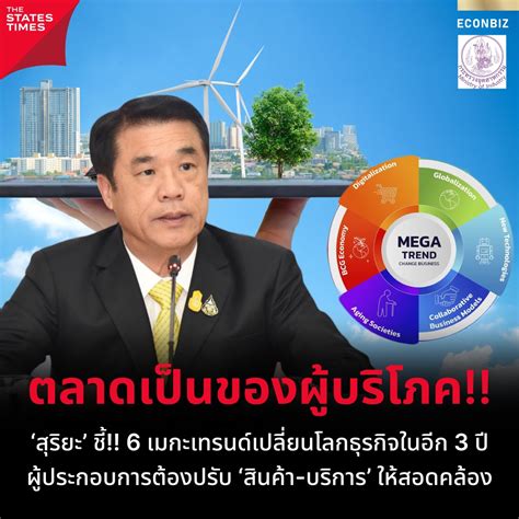 สุริยะ ชี้ 6 เมกะเทรนด์เปลี่ยนโลกธุรกิจในอีก 3 ปี ผู้ประกอบการต้อง
