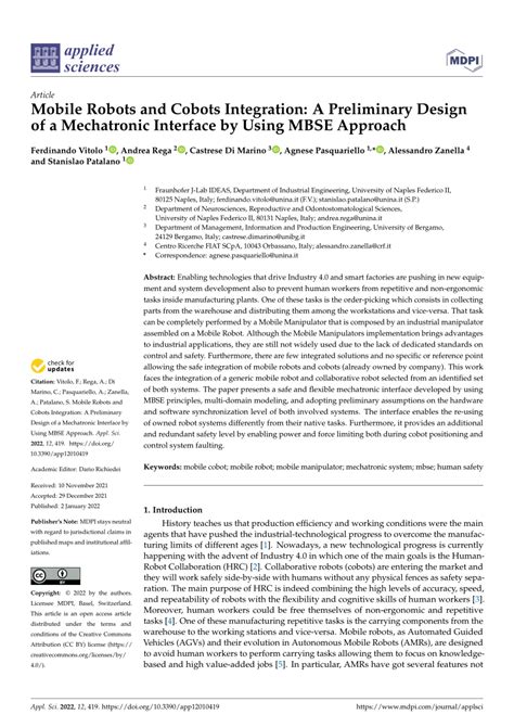 Pdf Mobile Robots And Cobots Integration A Preliminary Design Of A Mechatronic Interface By