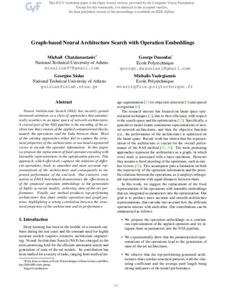 Pdf Graph Based Neural Architecture Search With Operation Embeddings
