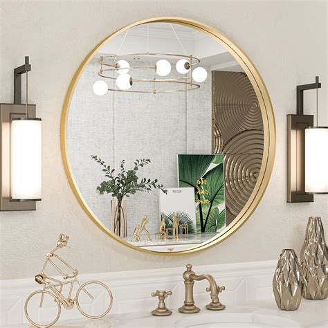 Tokeshimi Brushed Gold Round Mirror 24 Inch Gold Round