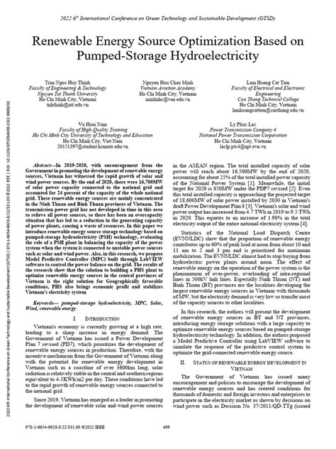 Renewable Energy Source Optimization Based On Pumped Storage Hydroelectricity Pdf