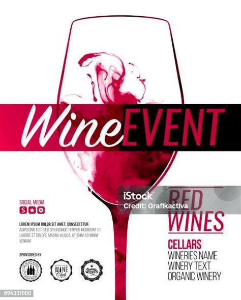 프로 모션 또는 와인 이벤트의 프레 젠 테이 션에 대 한 템플릿입니다 액체 효과 그림입니다 레드 와인의 얼룩입니다 포도주 시음에 대한 스톡 벡터 아트 및 기타 이미지