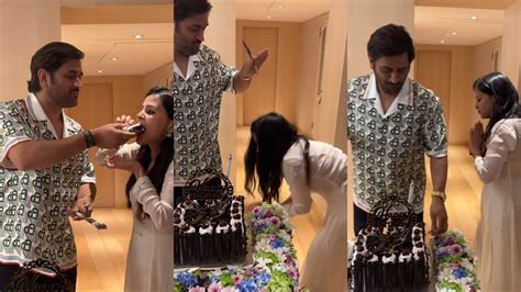 Sakshi Takes Ms Dhoni S Blessings As Star Cricketer Turns Video Goes Viral Watch