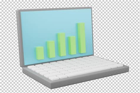 Premium Psd 3d Rendering Laptop Computer With A Rising Bar Graph