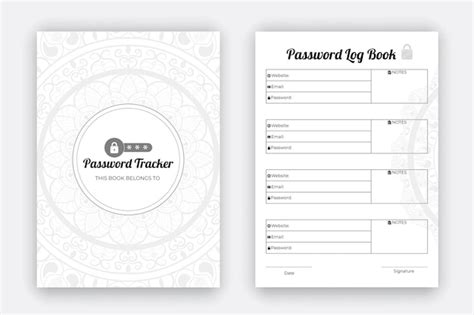 Premium Vector Mandalastyle Password Tracker Daily Planner Log Book