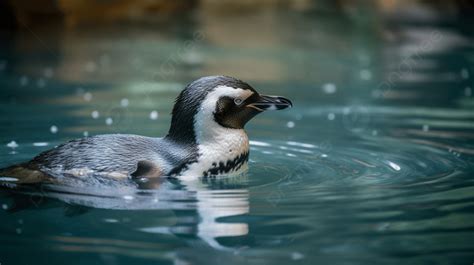 빗방울이 있는 물에서 수영하는 펭귄 물속에서 편안하게 수영하는 펭귄 고화질 사진 사진 물 배경 일러스트 및 사진 무료 다운로드 Pngtree