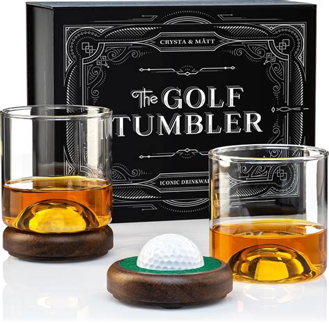 Golf Whiskey Glass Set Golf Ball Shot Glasses 12 Oz
