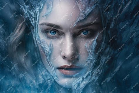 Premium Ai Image Frozen Transformation Portrait Of A Woman Turning