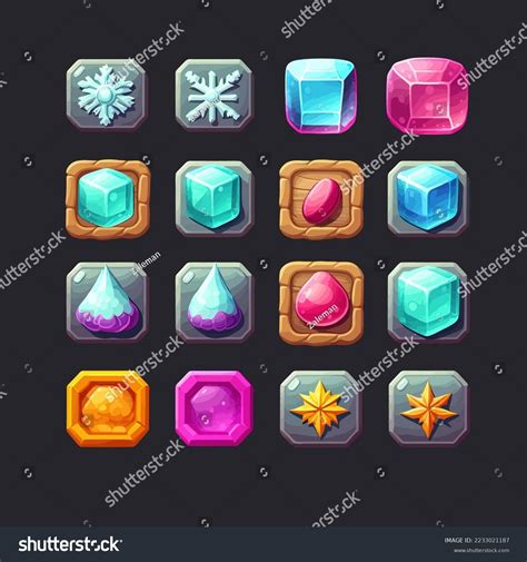 Game Ui App Icons Square Buttons Stock Vector Royalty Free 2233021187 Shutterstock